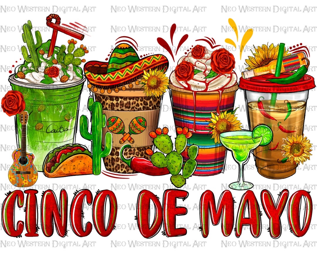 Cinco De Mayo Mexico Coffee Drinks Png Sublimation Design, Mexico Png, Mexican Coffee Cups Png ...