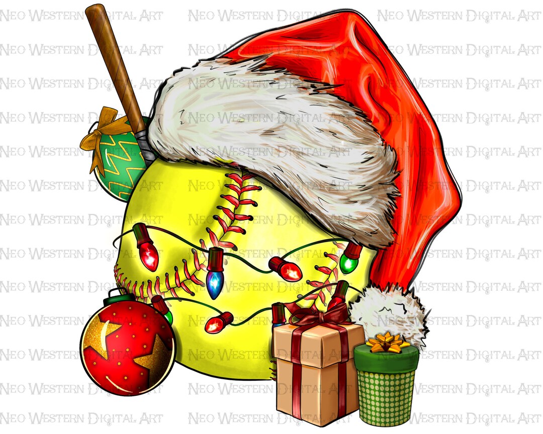 Christmas Softball Png Sublimation Design Download, Christmas Png ...