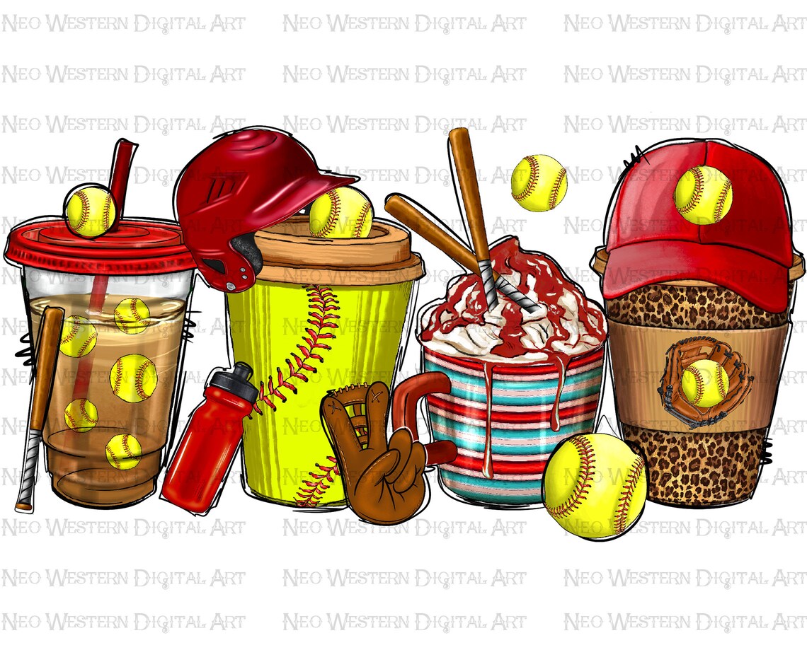 Softball Coffee Drinks Png Sublimation Design Softball Coffee - Etsy