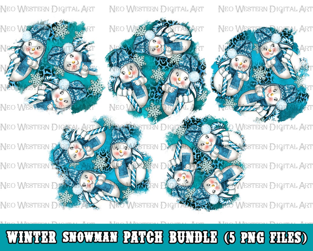 Winter Snowman Patches Png Bundle Sublimation Design Download, Winter ...