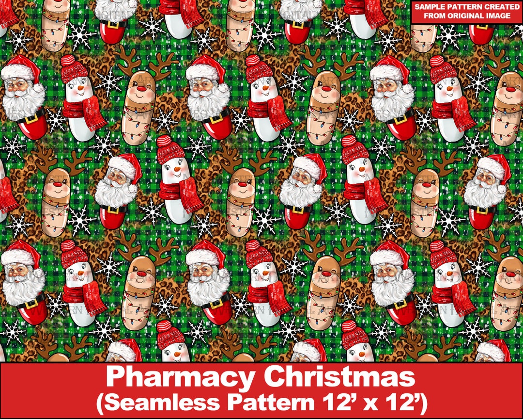 Pharmacy Christmas Seamless Digital Paper, Christmas Digital Seamless ...