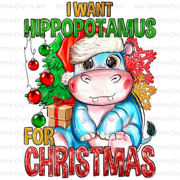 I Want a Hippopotamus for Christmas Svg - Etsy
