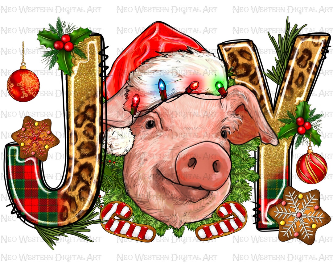 Joy With Pig Png Sublimation Design Download, Christmas Png, Christmas ...