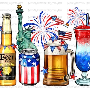 4th of July American Drinks Png Sublimation Design Download, 4th of ...
