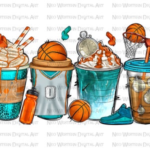 Basketball Coffee Drinks Png Sublimation Design, Basketball Coffee ...