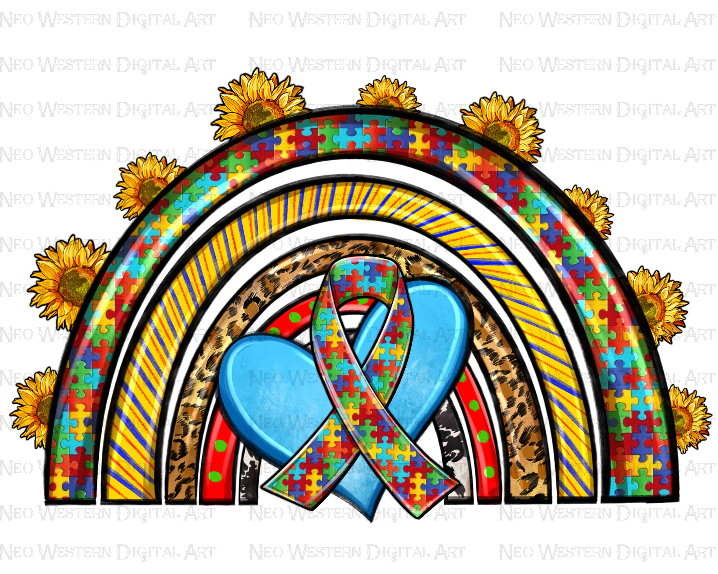 Autism Rainbow Png Sublimation Design Download, Autism Awareness Png ...