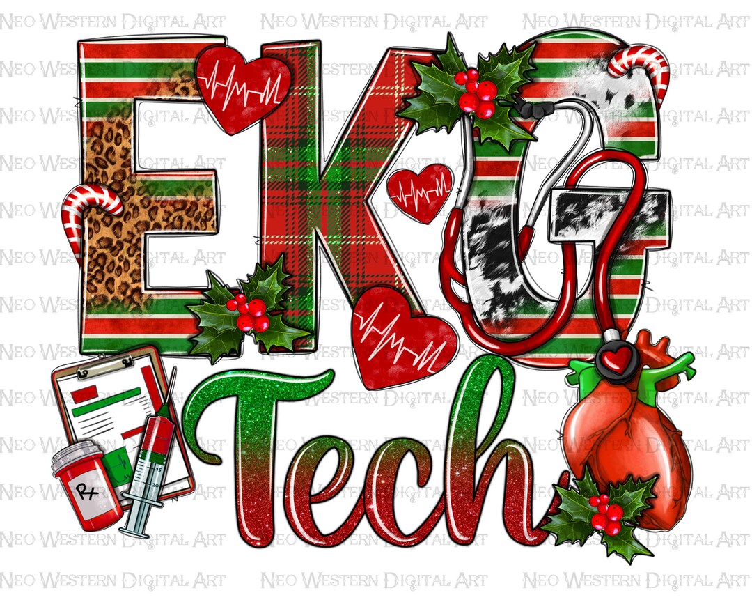 Christmas EKG Tech Png Sublimation Design Download, EKG Tech Png ...