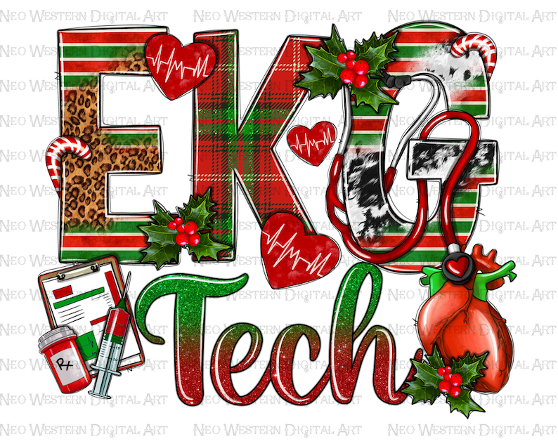 Christmas EKG Tech Png Sublimation Design Download EKG Tech - Etsy