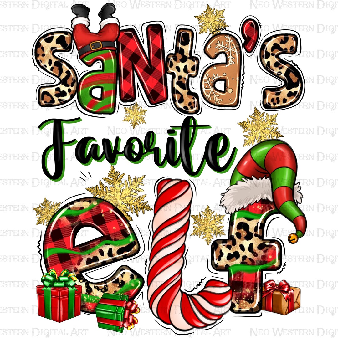 Santa's Favorite Elf Png Sublimation Design Download, Merry Christmas ...