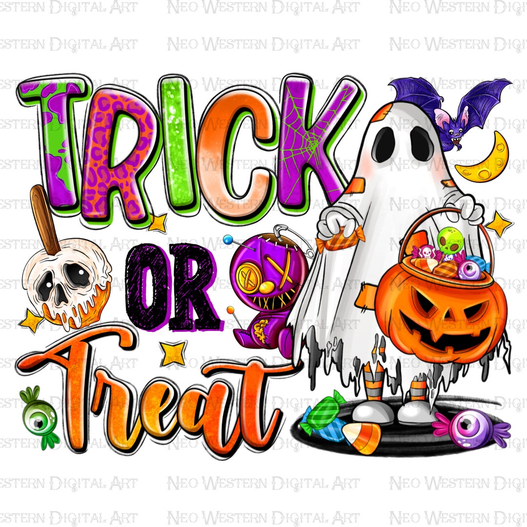 Trick or Treat With Ghost Png Sublimation Design Download, Happy ...