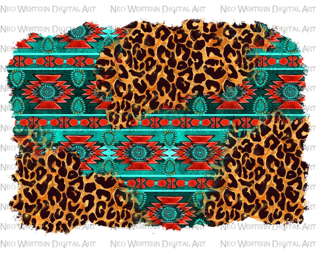 Leopard Aztec Background Png Sublimation Design Download, Western ...
