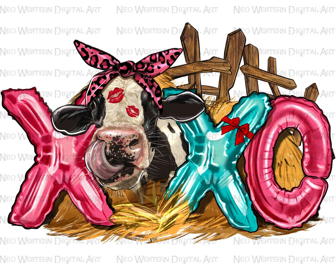 Xoxo Cow Valentine's Day Png Sublimation Design Download, Valentine's ...