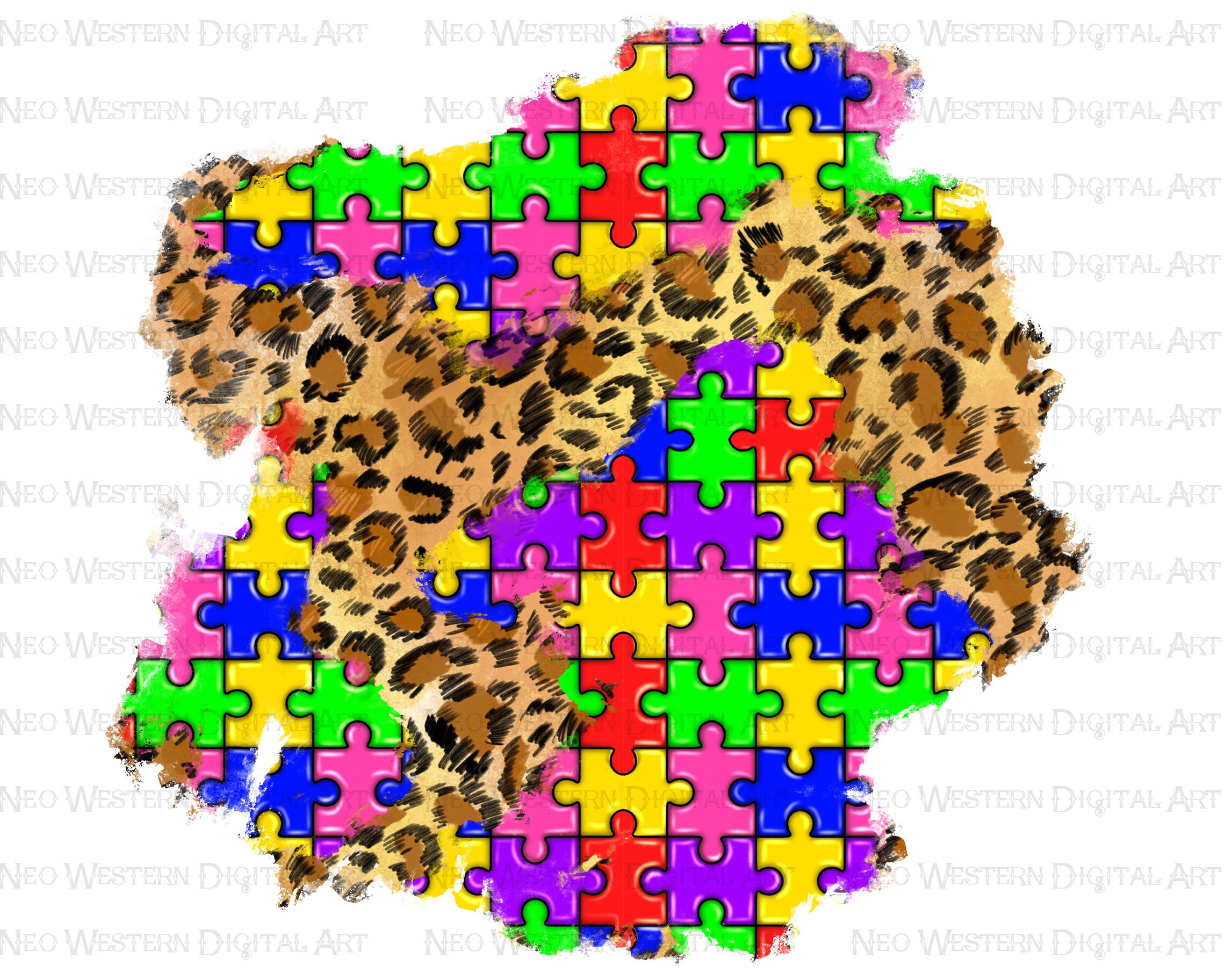 Leopard Autism Patches Png Sublimation Design Bundle Western - Etsy