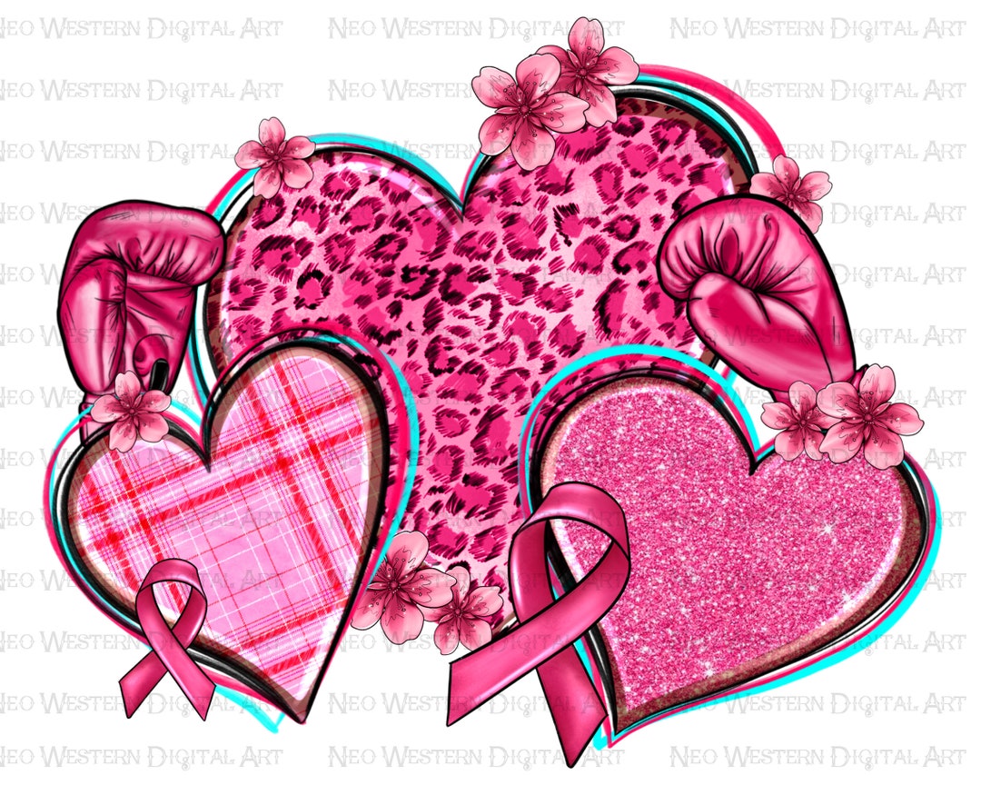 Breast Cancer Hearts Png Sublimation Design Download, Cancer Awareness ...