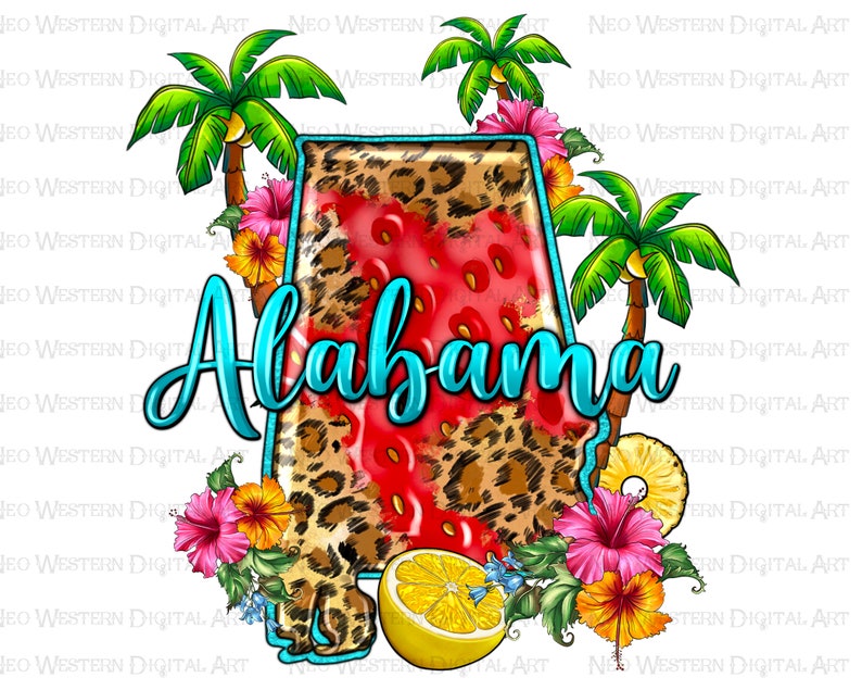 Summer Alabama Map Png Sublimate Designs Download Summer - Etsy