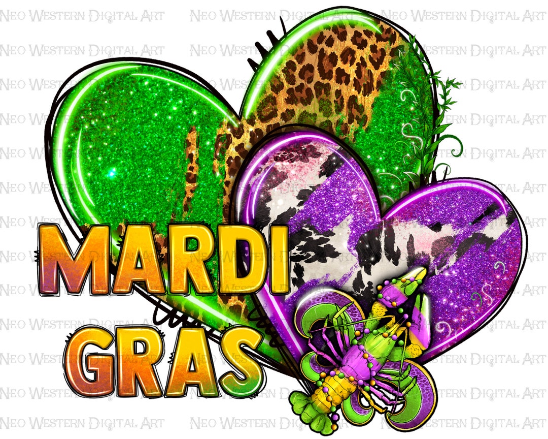 Mardi Gras Heart Png Sublimation Design, Mardi Gras Png, Heart Png ...