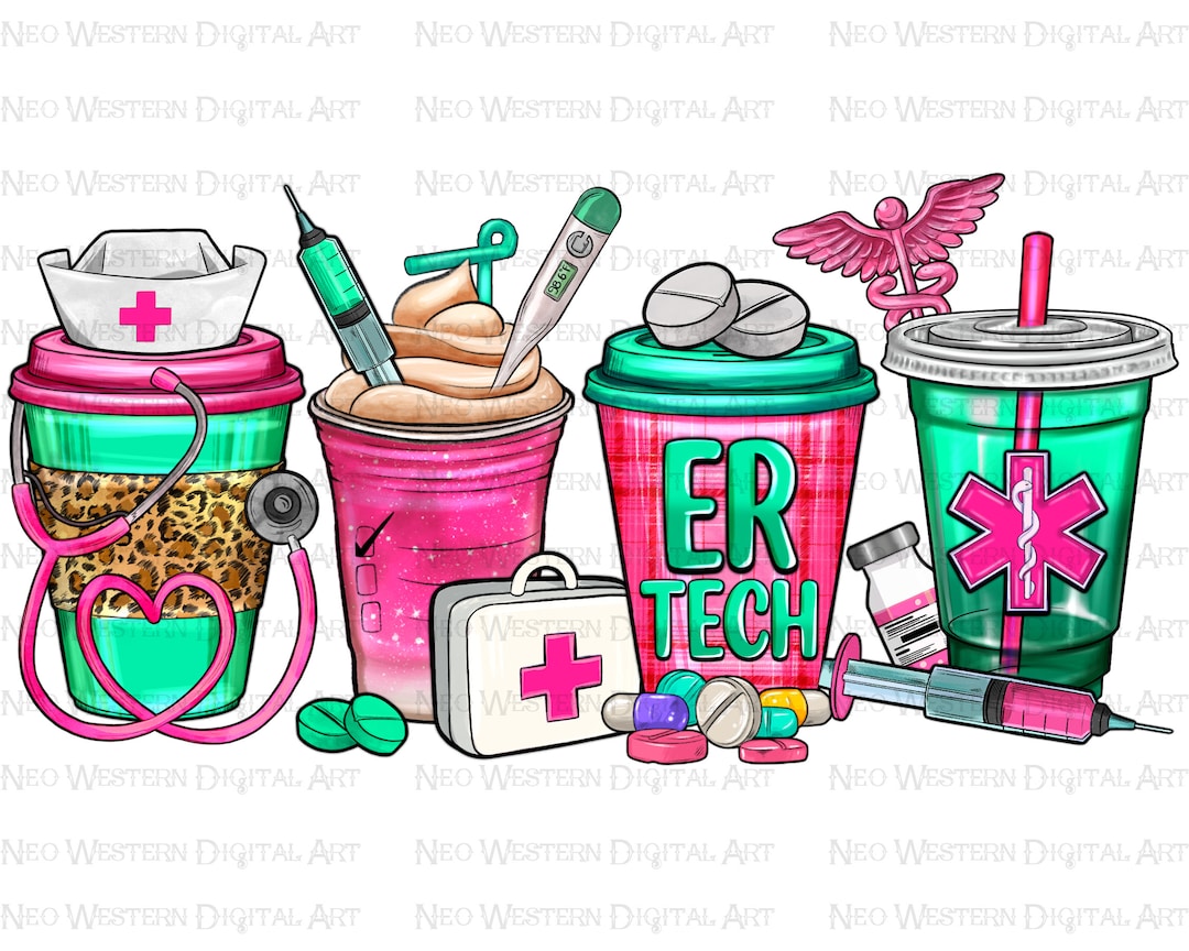 Emergency Room Tech Coffee Cups Png Sublimation Design Download, Coffee ...