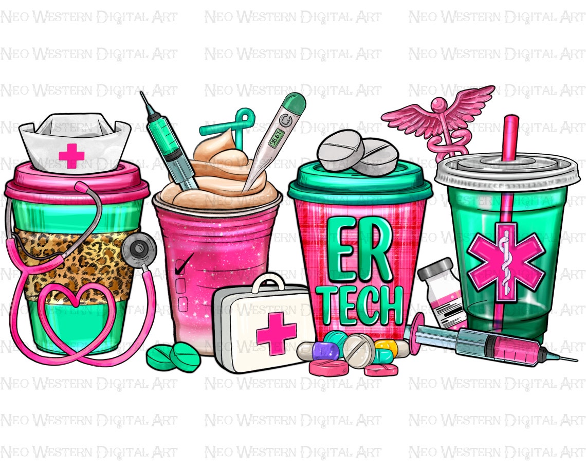 Emergency Room Tech Coffee Cups Png Sublimation Design Download, Coffee ...