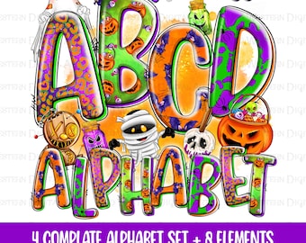 Halloween Alphabet Bundle Png, Halloween Png, Halloween Doodle Letters ...