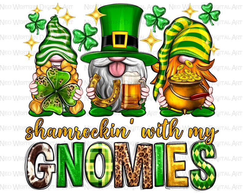 St. Patrick's Day Shamrockin' With My Gnomies Png Sublimation Design ...