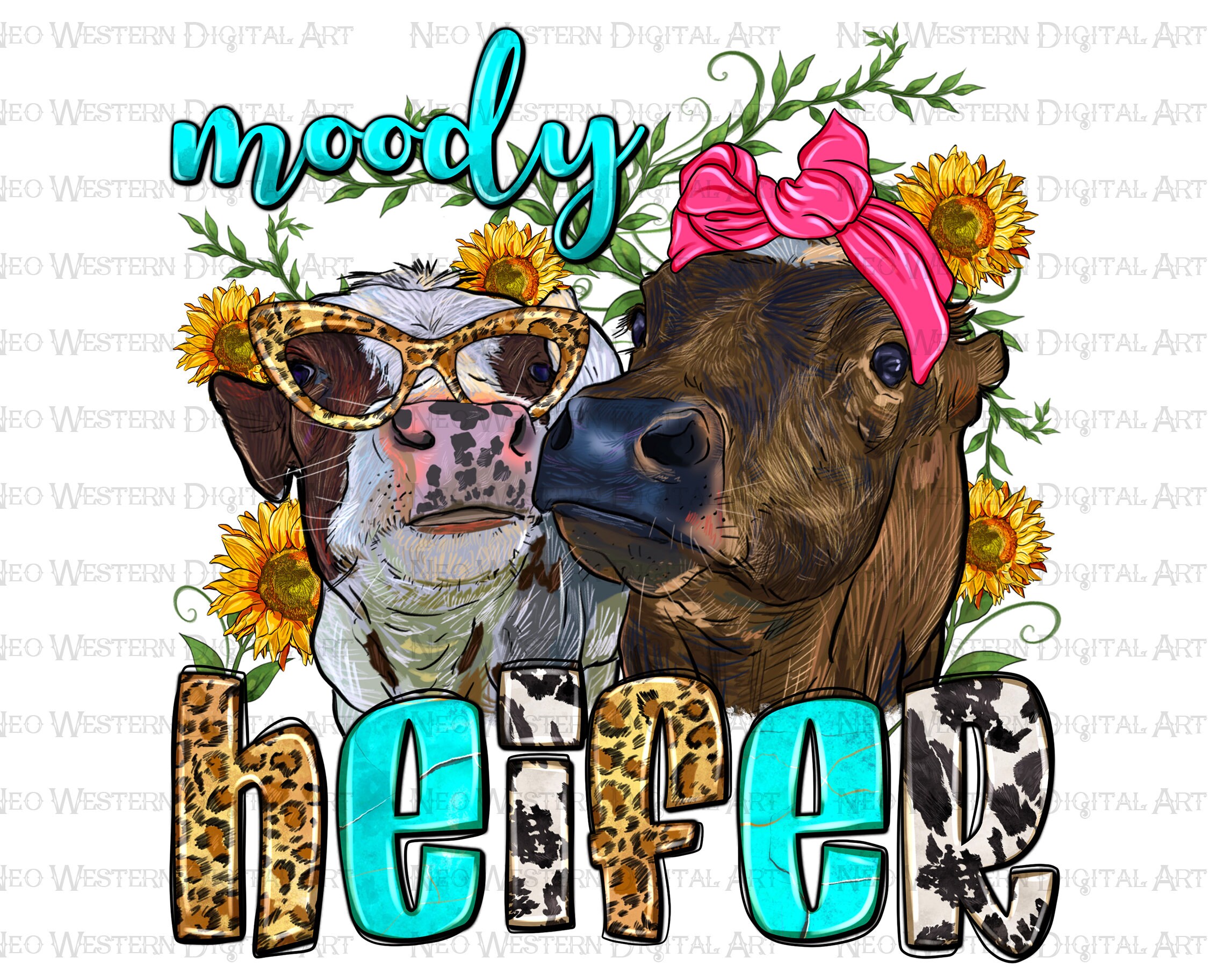 Moody Heifer Png Sublimate Designs Download, Heifer Cow Png, Hand Drawn ...