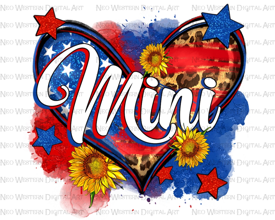 American Mini Heart Png Sublimation Design Download, 4th of July Png ...
