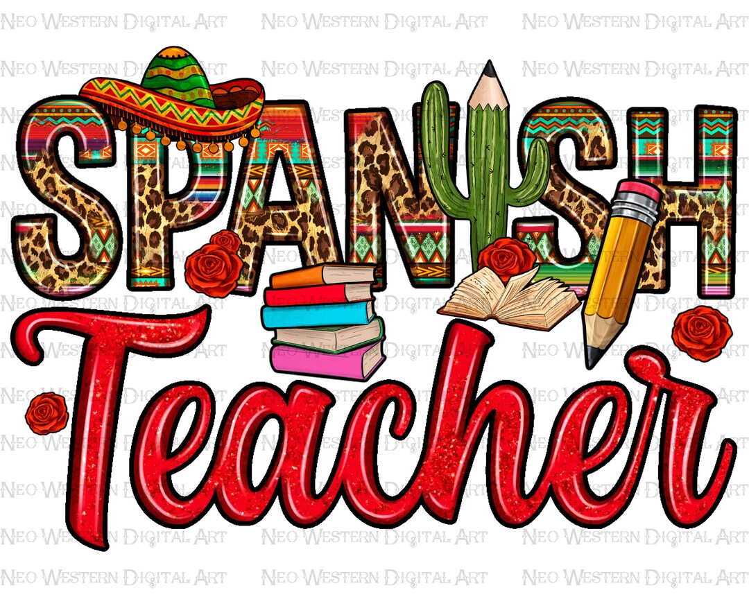 Spanish Teacher Png Sublimation Design Download, Teacher's Day Png ...