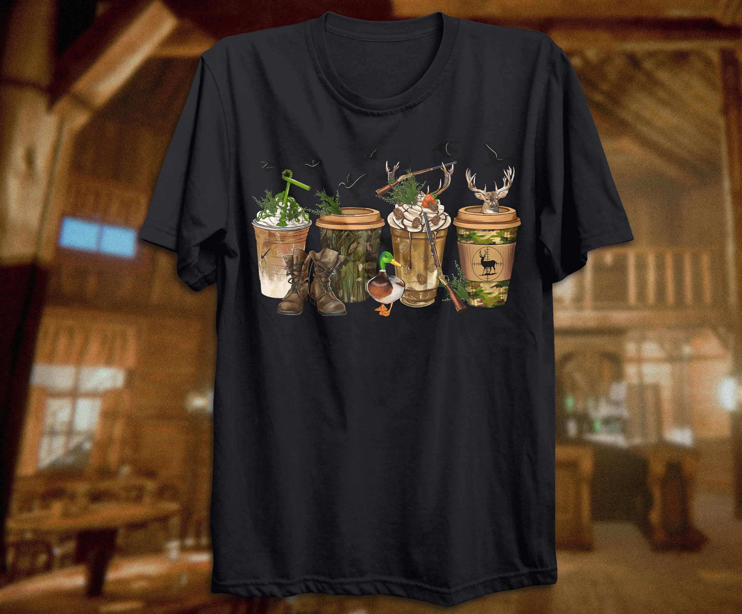 Hunter Coffee Drinks Png Sublimation Design Download,hunting Coffee Cup ...