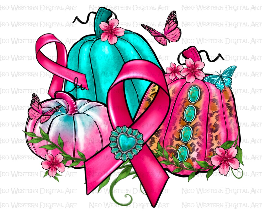 Breast Cancer Pumpkin Png Sublimation Design Download, Western Pumpkin ...