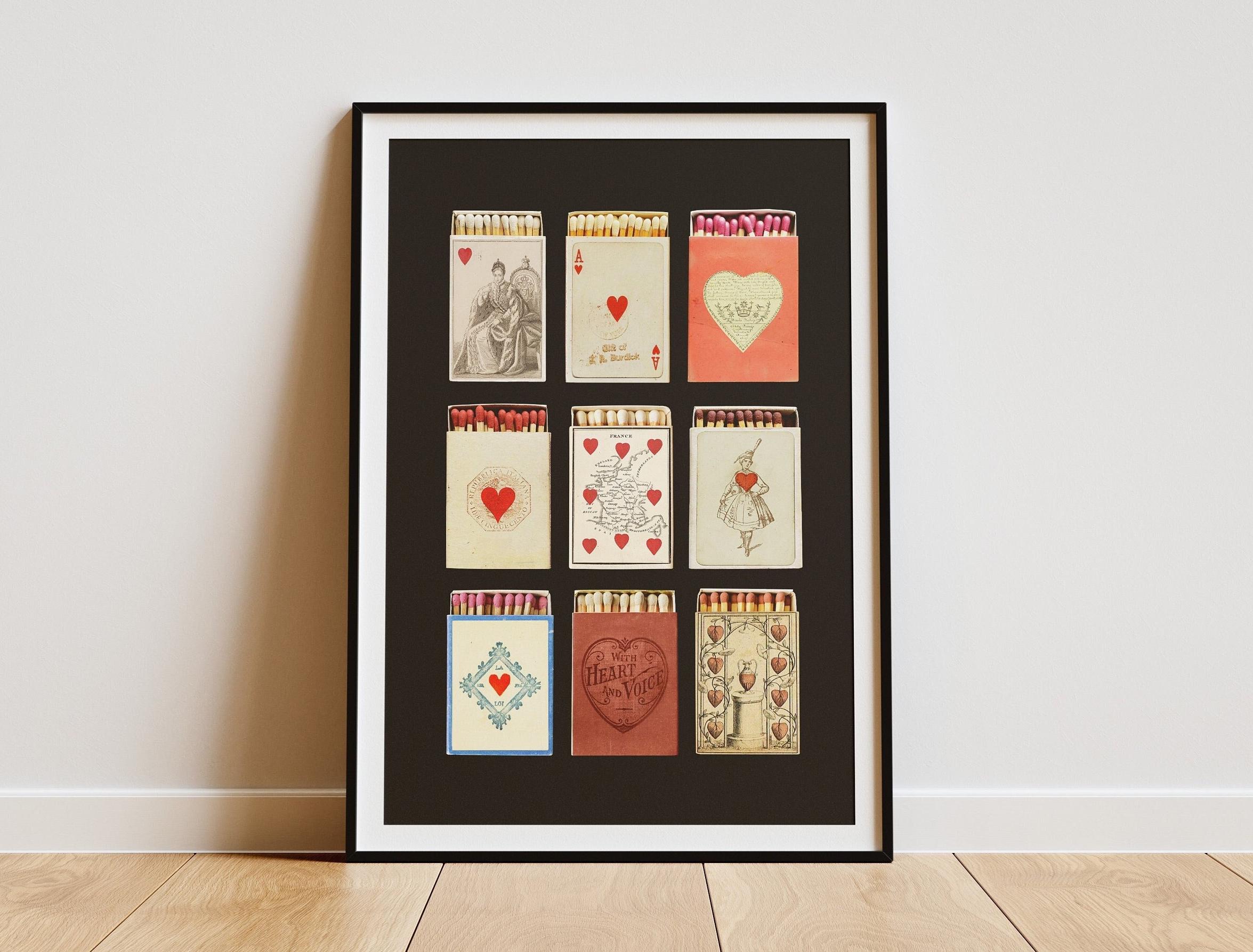 Ace of Hearts Playing Card Matchbox Print, Trendy Retro Wall Art ...