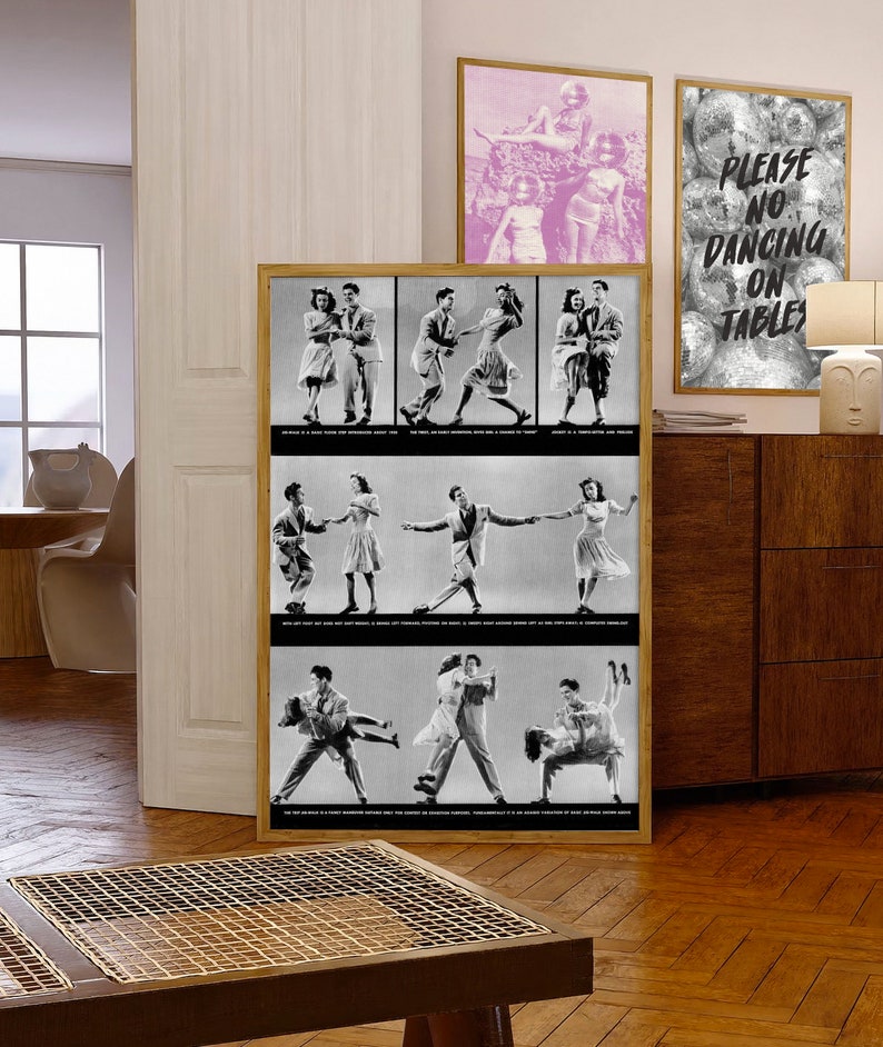 Retro Couple Dance Wall Art, Vintage Dance Studio Decor (digital ...