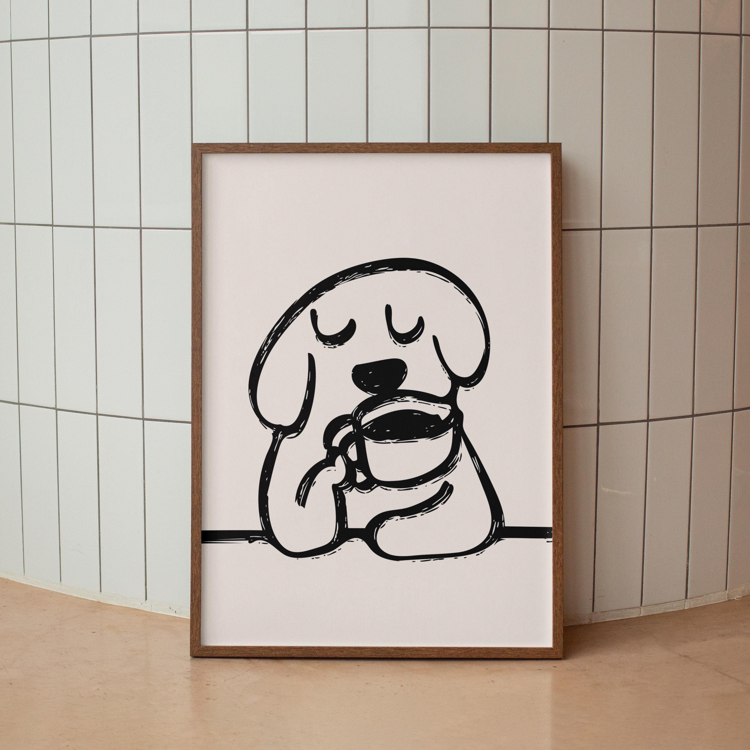 Coffee Bar Print, Cartoon Wall Art, Kitchen Decor, Printable Poster ...