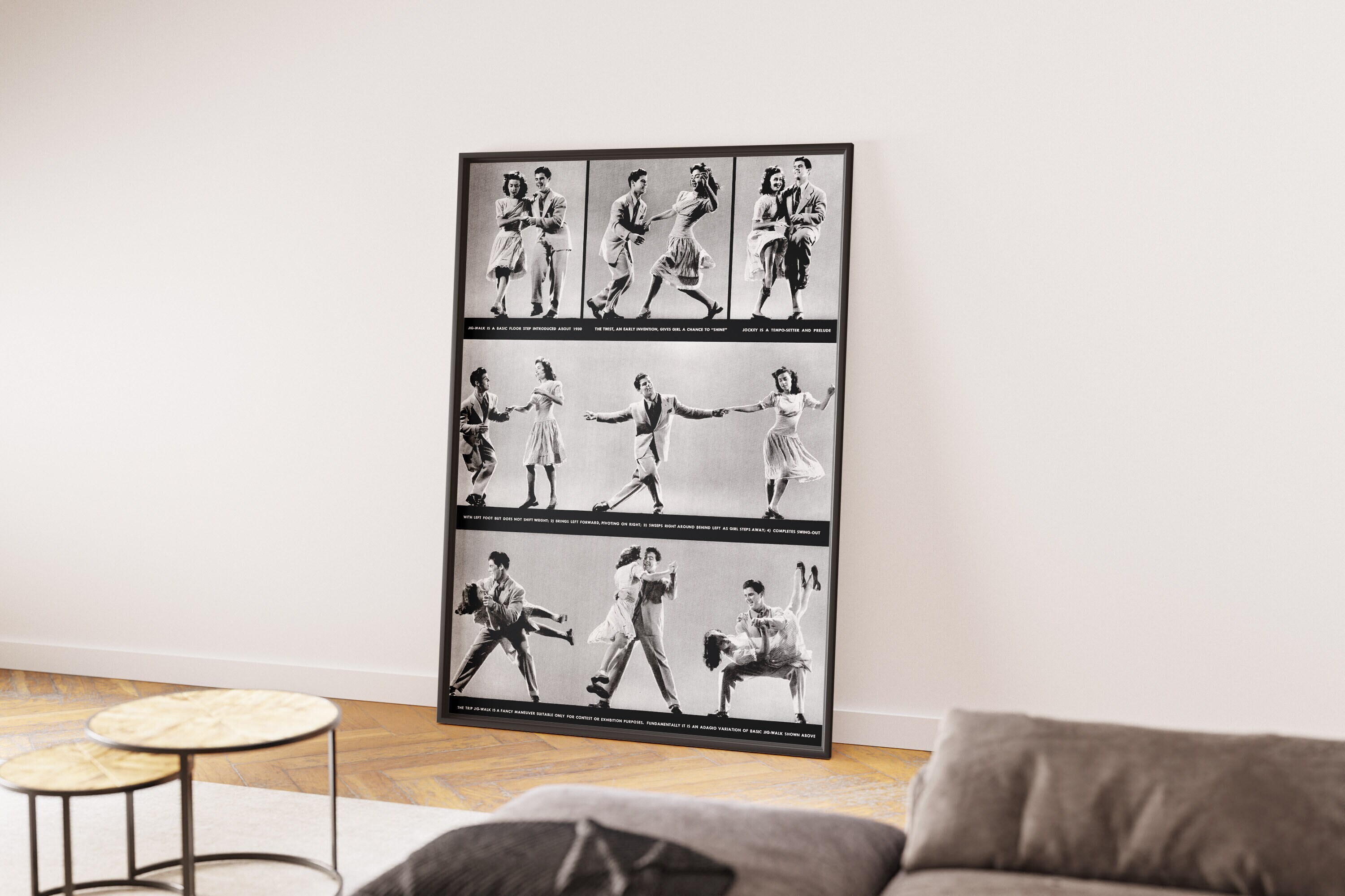 Retro Couple Dance Wall Art, Vintage Dance Studio Decor (digital ...