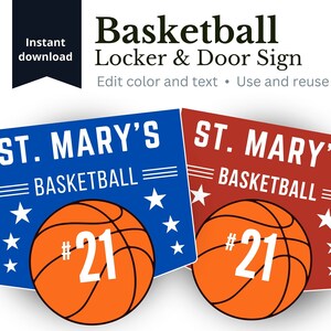 Editable Basketball Locker Printable Cutout Door Sign Locker Decoration ...