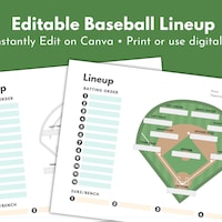 Baseball or Softball Lineup and Position Template - Etsy