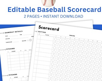 Baseball Softball Scorecard - Etsy