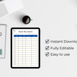 Editable Baseball Team Game Day Snack Schedule, Instant Download ...