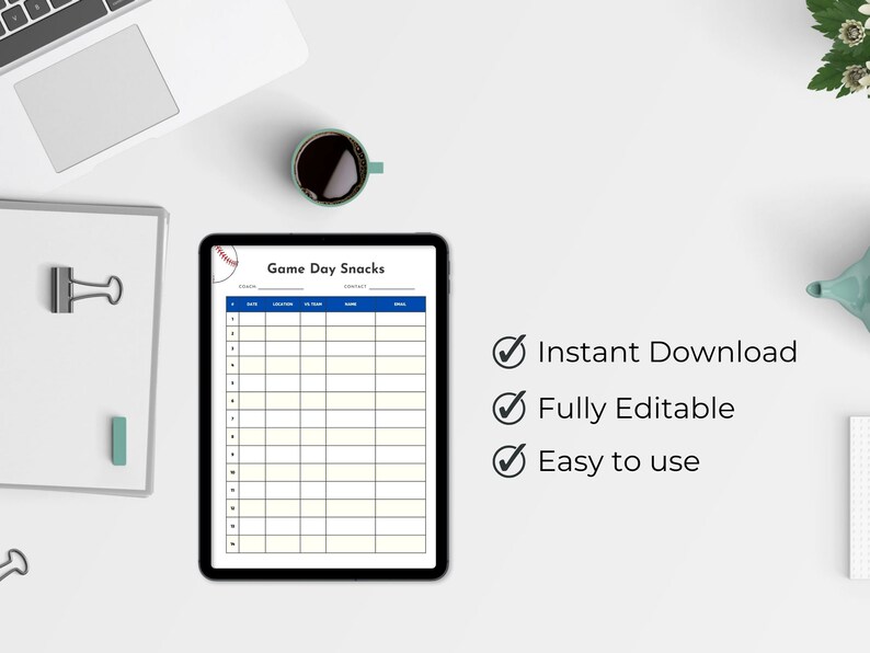 Editable Baseball Team Game Day Snack Schedule, Instant Download ...