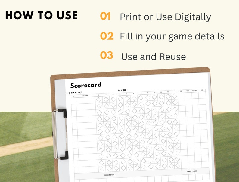 Baseball or Softball Scorebook Stats Scorecard Printable, Umpire ...
