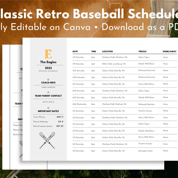 Baseball Canva Template - Etsy
