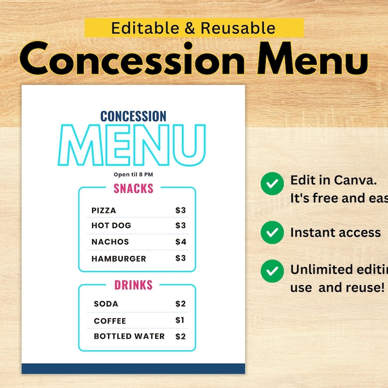 Concession Stand Sign - Etsy