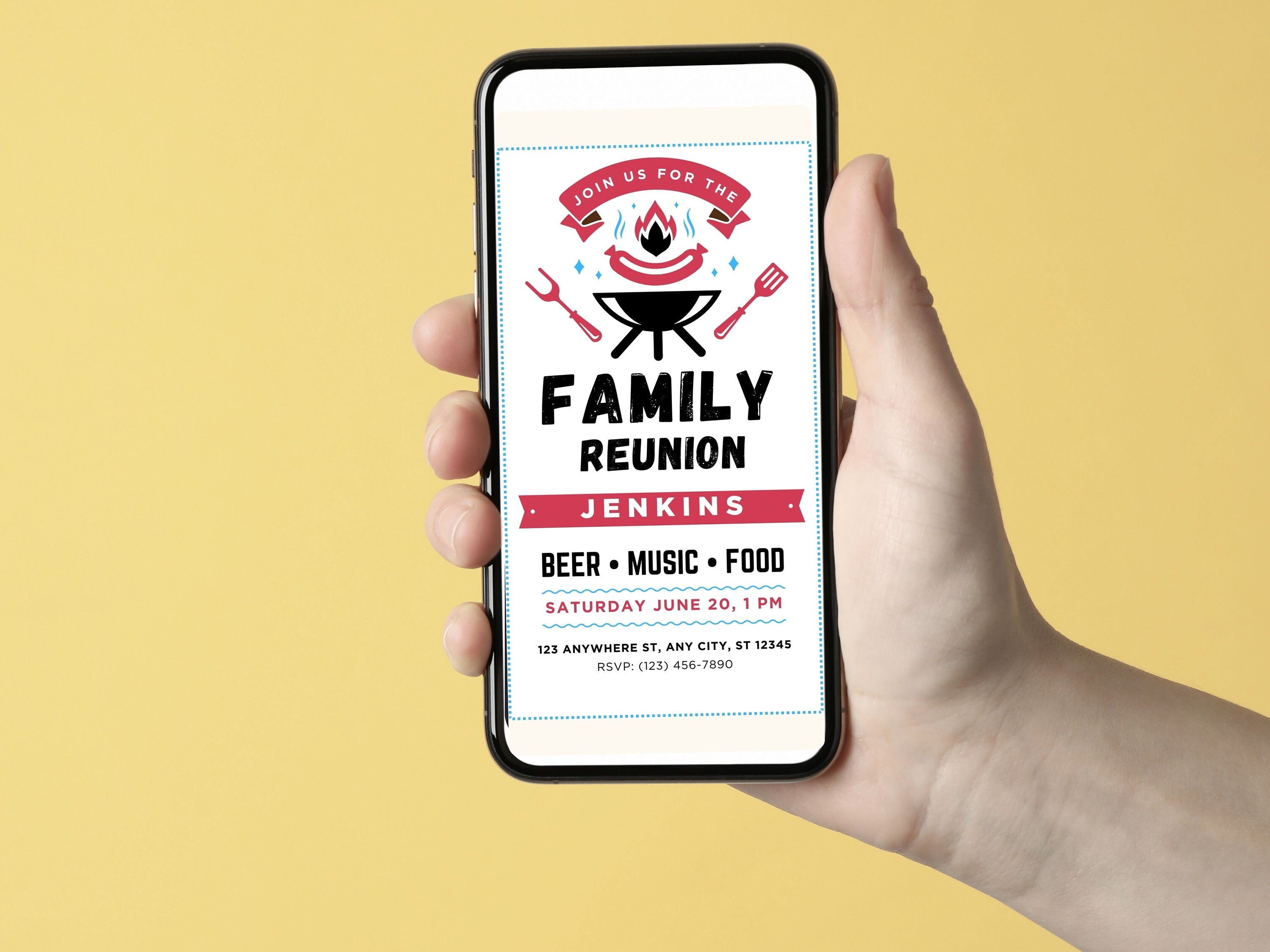 Editable Family Reunion Invitation Family Invite Cookout Evite ...