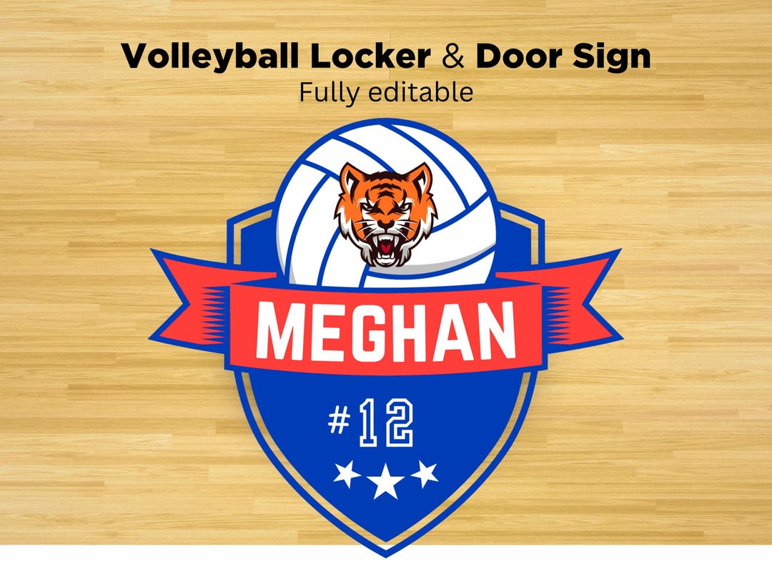 Editable Volleyball Locker Door Sign Hotel Decoration Name Tag ...