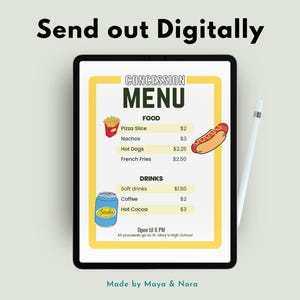 3 Editable Concession Menus, Canva Template, Team Mom, Volunteer Movie ...