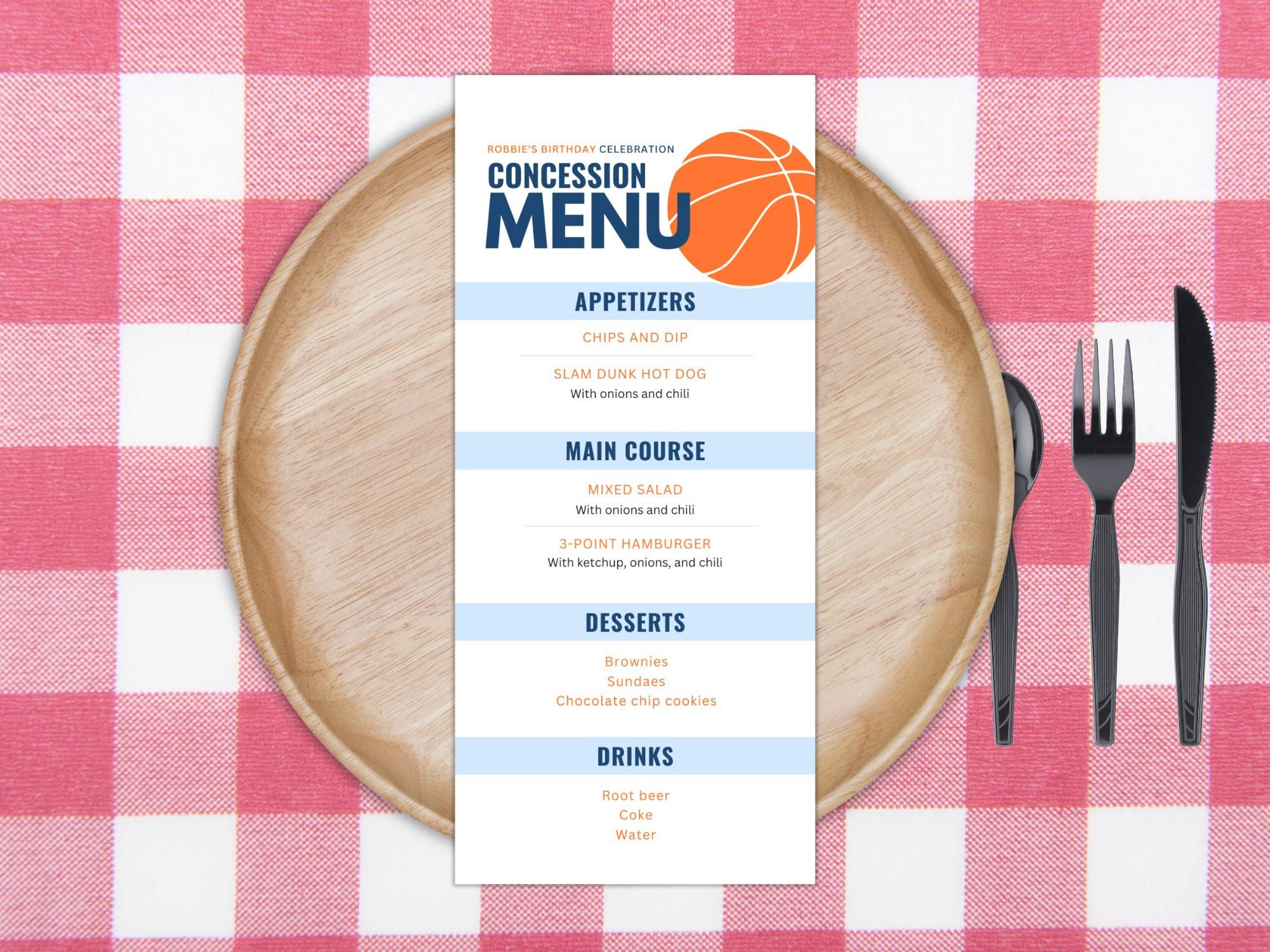 Editable Template Basketball Birthday Dinner Menu Basketball Banquet ...