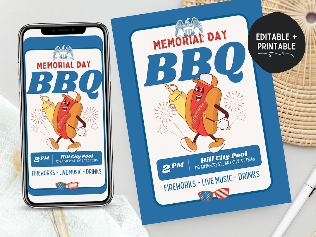 Printable PLUS Evite BBQ Invitation Party Editable Invite Family ...