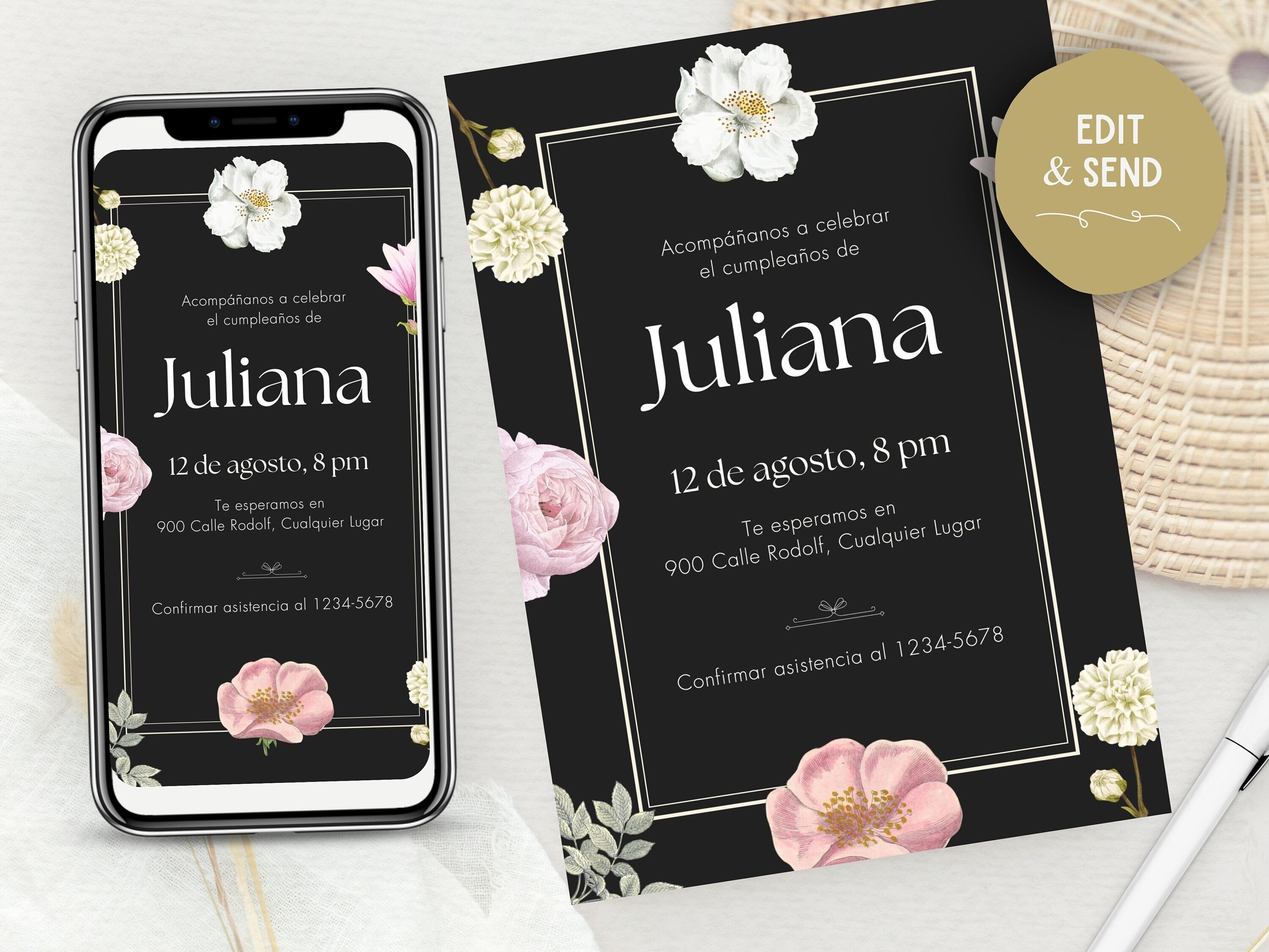 Cumpleaños Invitacion Editable Birthday Evite Invite Digital Printable ...