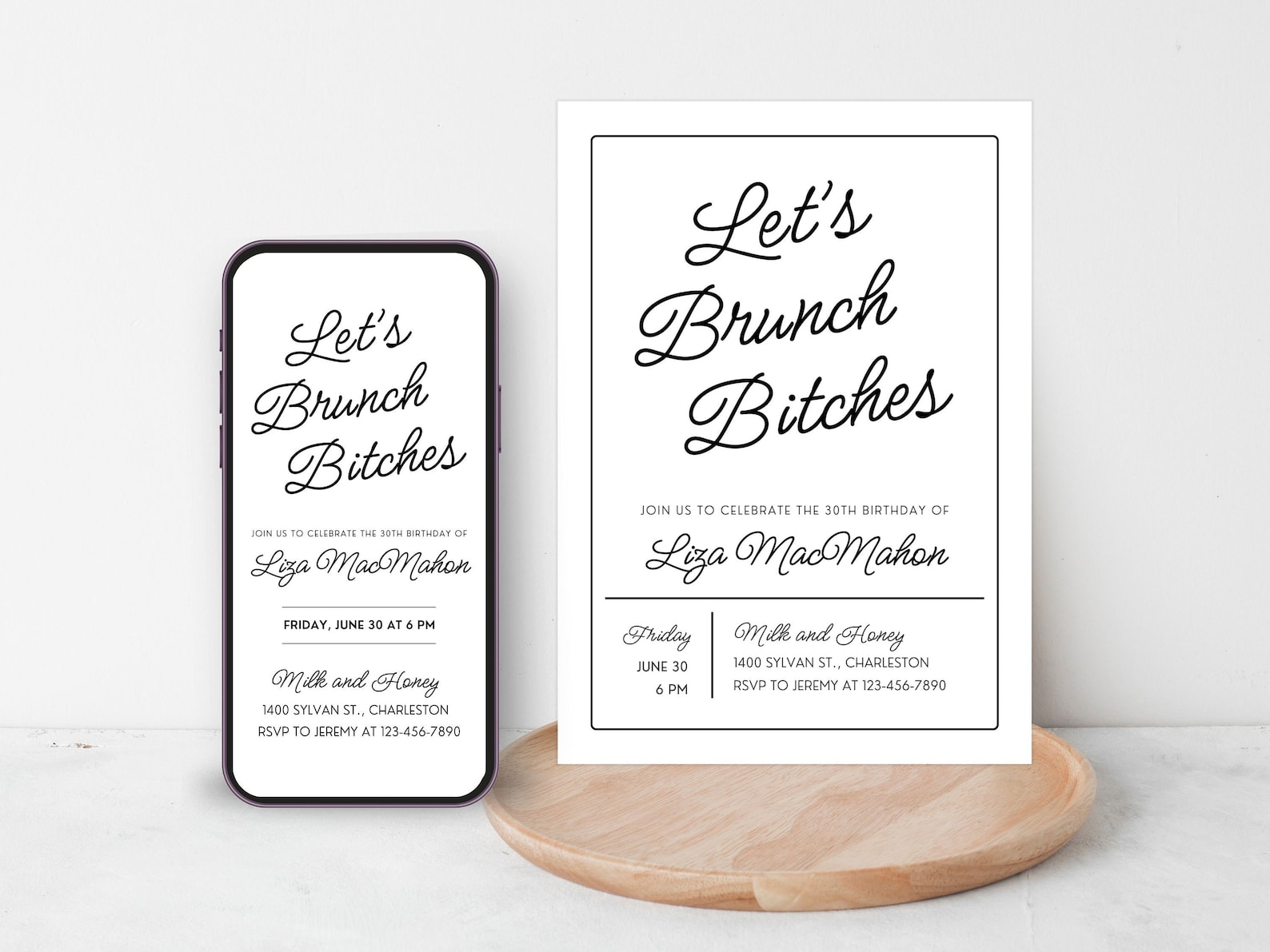 Let's Brunch Bitches Modern Birthday Brunch Invitation Template ...