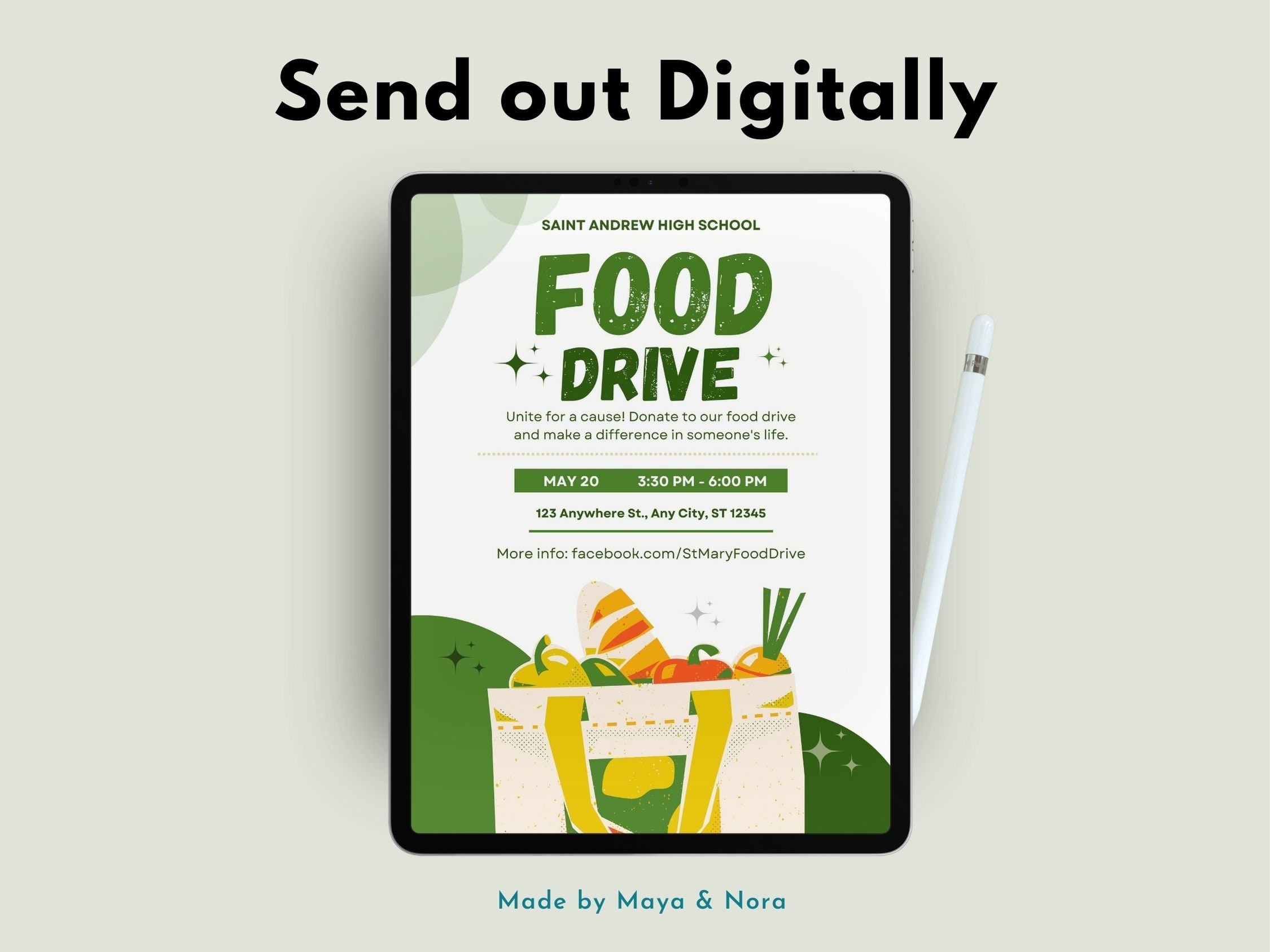 EDITABLE Charity Food Drive Flyer Template Food Donation Food Drive ...