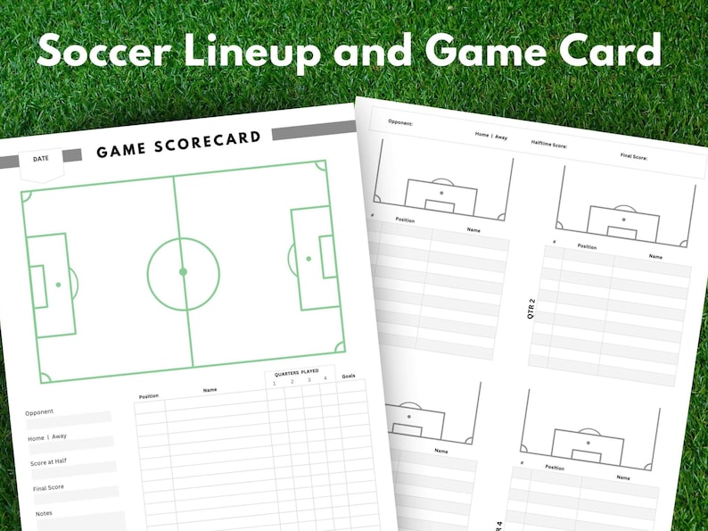 Soccer Lineup and Score Card and Printable Player Positions for Soccer ...